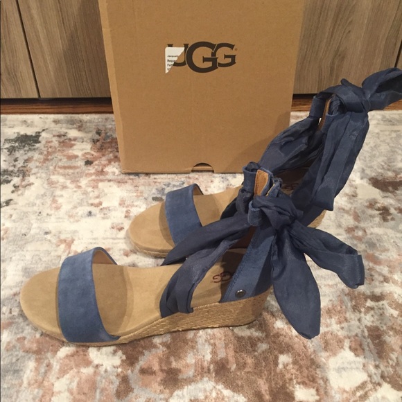 UGG | Shoes | Ugg Trina Ribbon Tie Wedge Sandal | Poshmark
